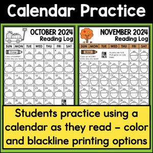 Monthly Reading Log for Kids Fall Coloring Pages October 2024 Calendar ...