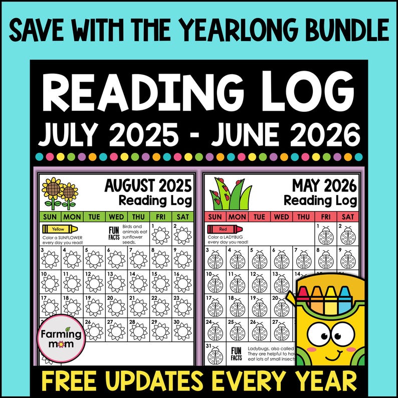 Reading Log for Kids Spring Coloring Pages 2026 Printable Calendar ...