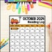 Reading Log for Kids Reading Chart Coloring Pages 2024-2025 Calendar - Etsy