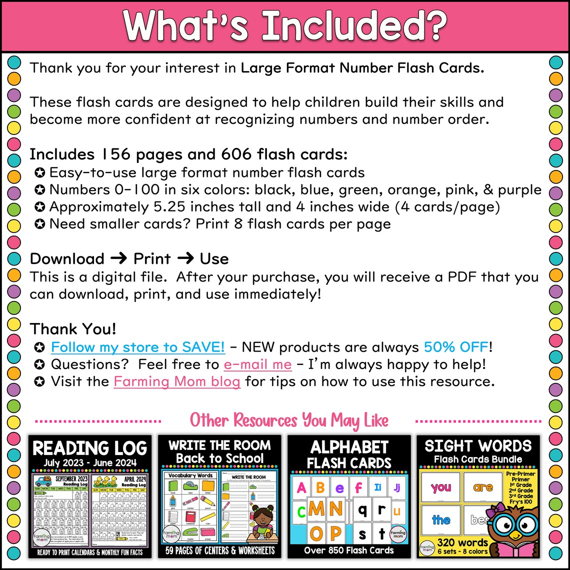 Number Flash Cards Numbers 1-100 Printable Flashcards for Kids - Etsy