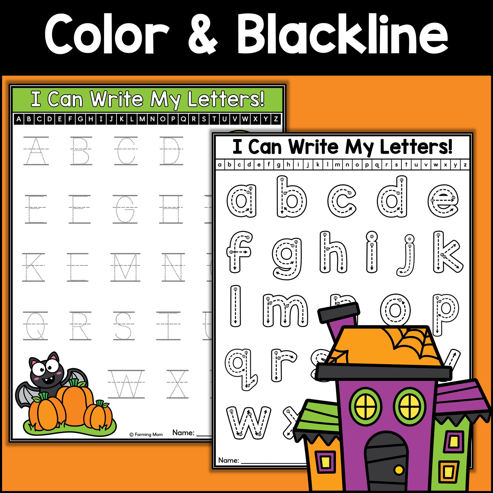 Halloween Tracing Worksheets and Alphabet Coloring Pages for Kids ...