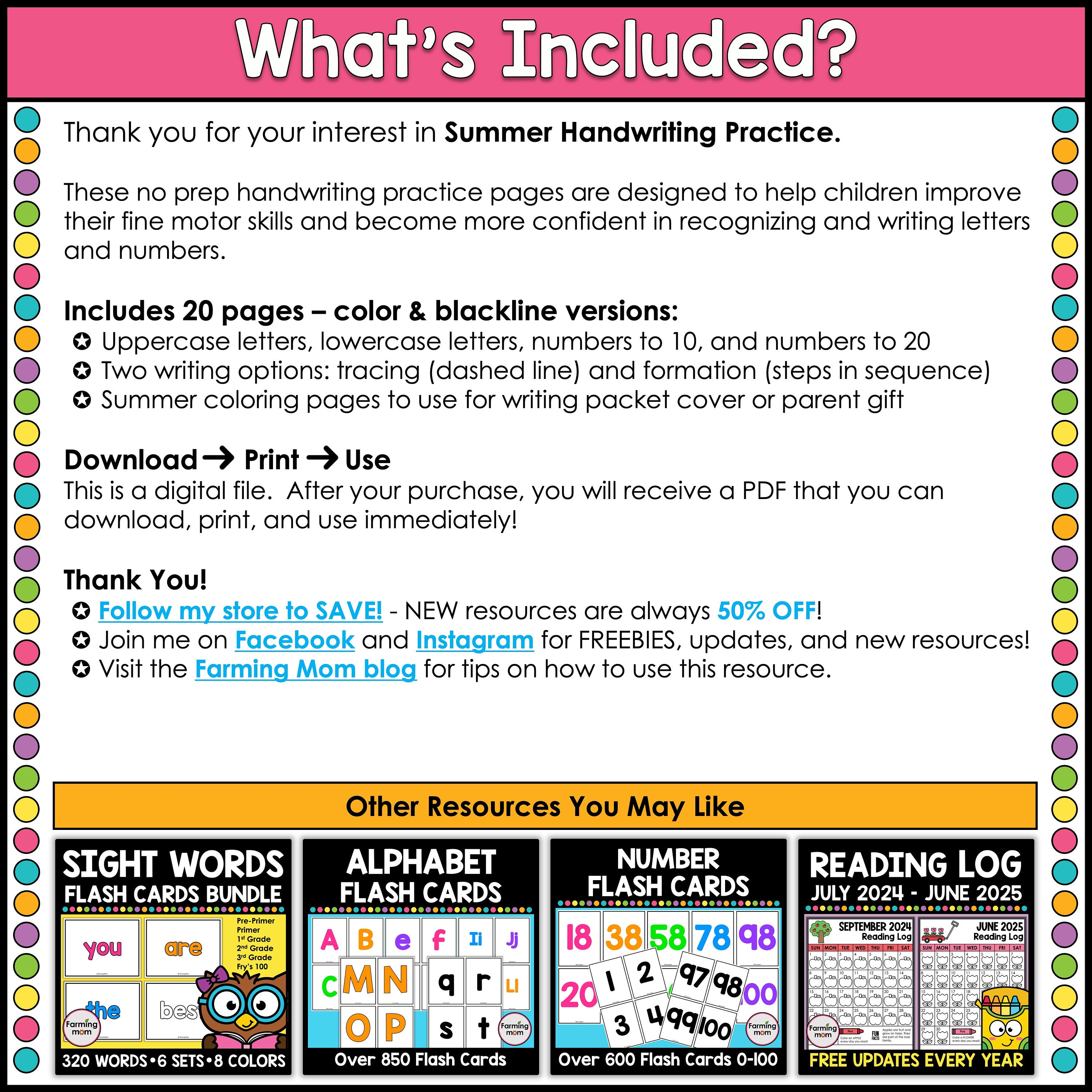 Summer Writing Alphabet Letters and Numbers Tracing Pages Handwriting ...