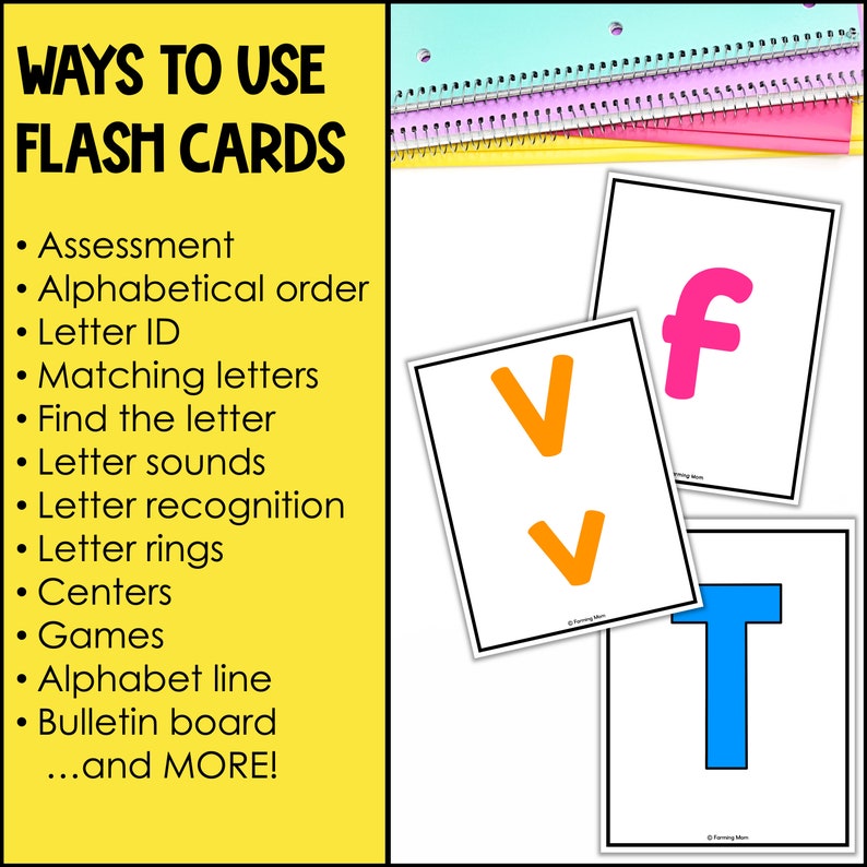 Alphabet Flashcards Printable A to Z Letter Flash Cards for Kids - Etsy