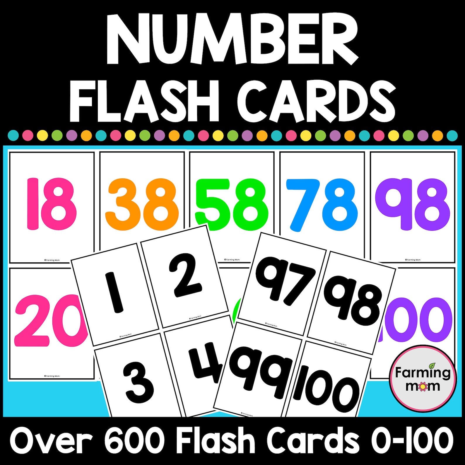 Number Flash Cards Numbers 1-100 Printable Flashcards for Kids - Etsy