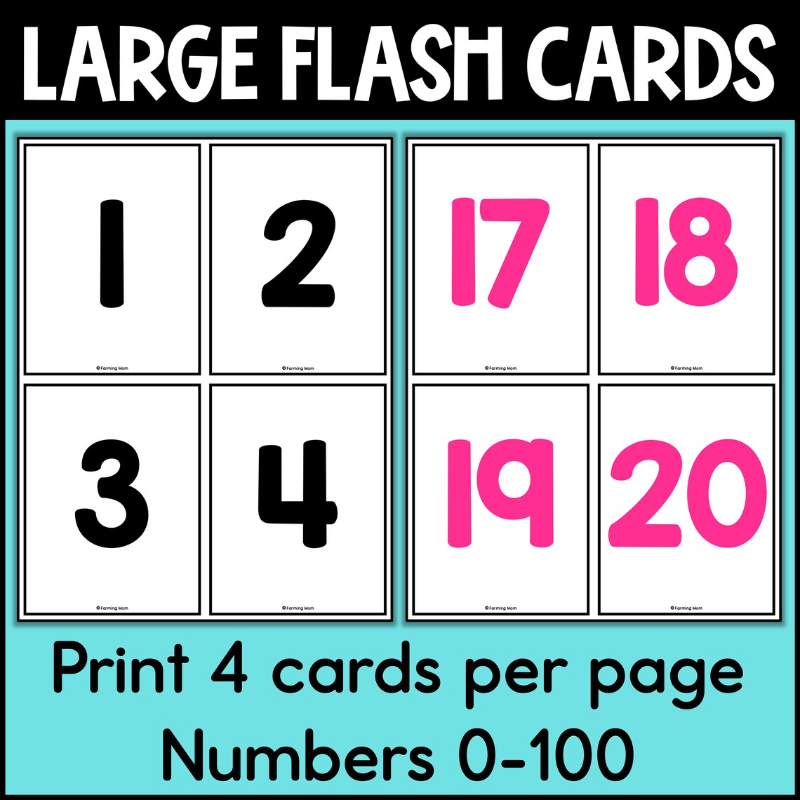 Number Flash Cards Numbers 1-100 Printable Flashcards for Kids - Etsy