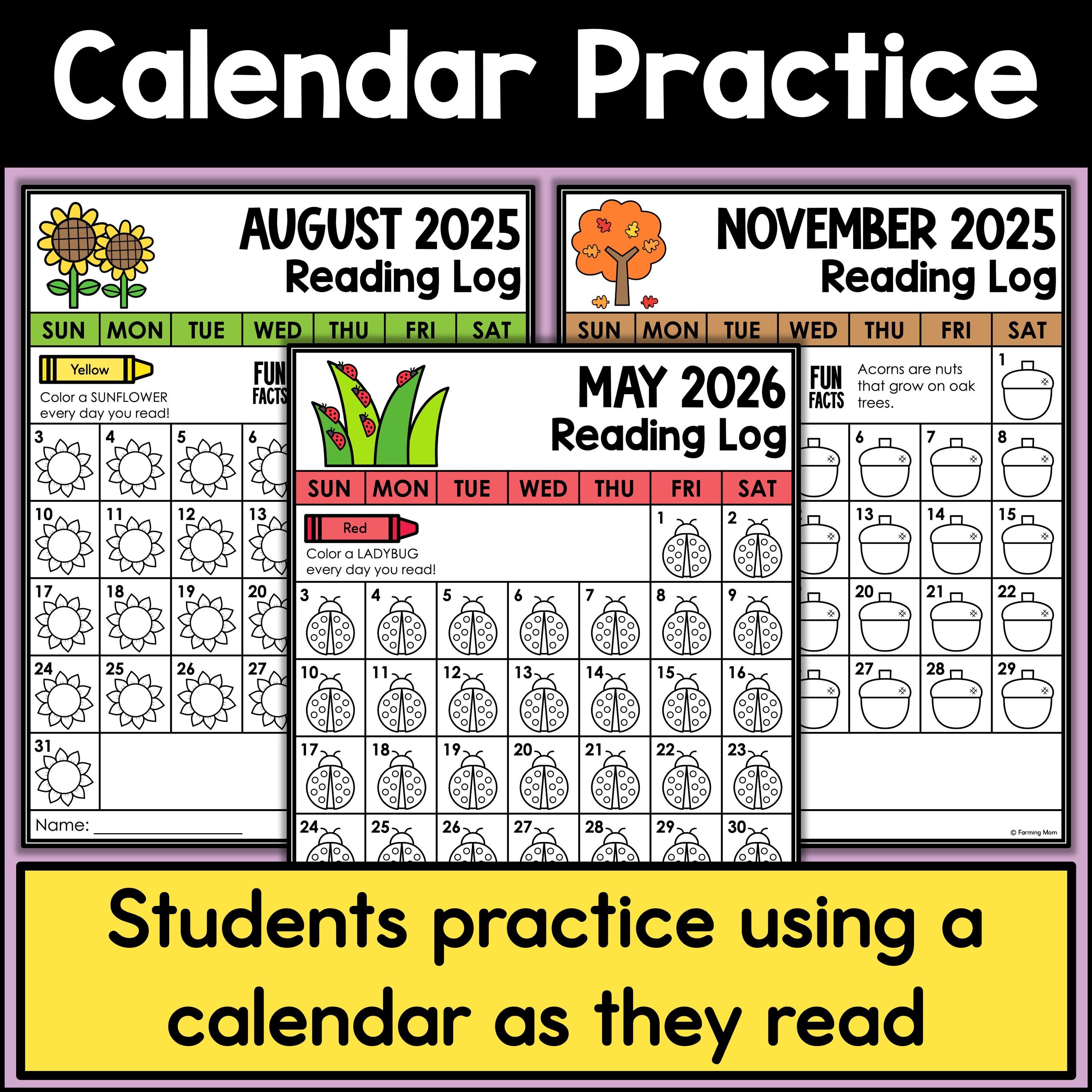 Reading Log for Kids Reading Chart Coloring Pages 2025-2026 Calendar - Etsy