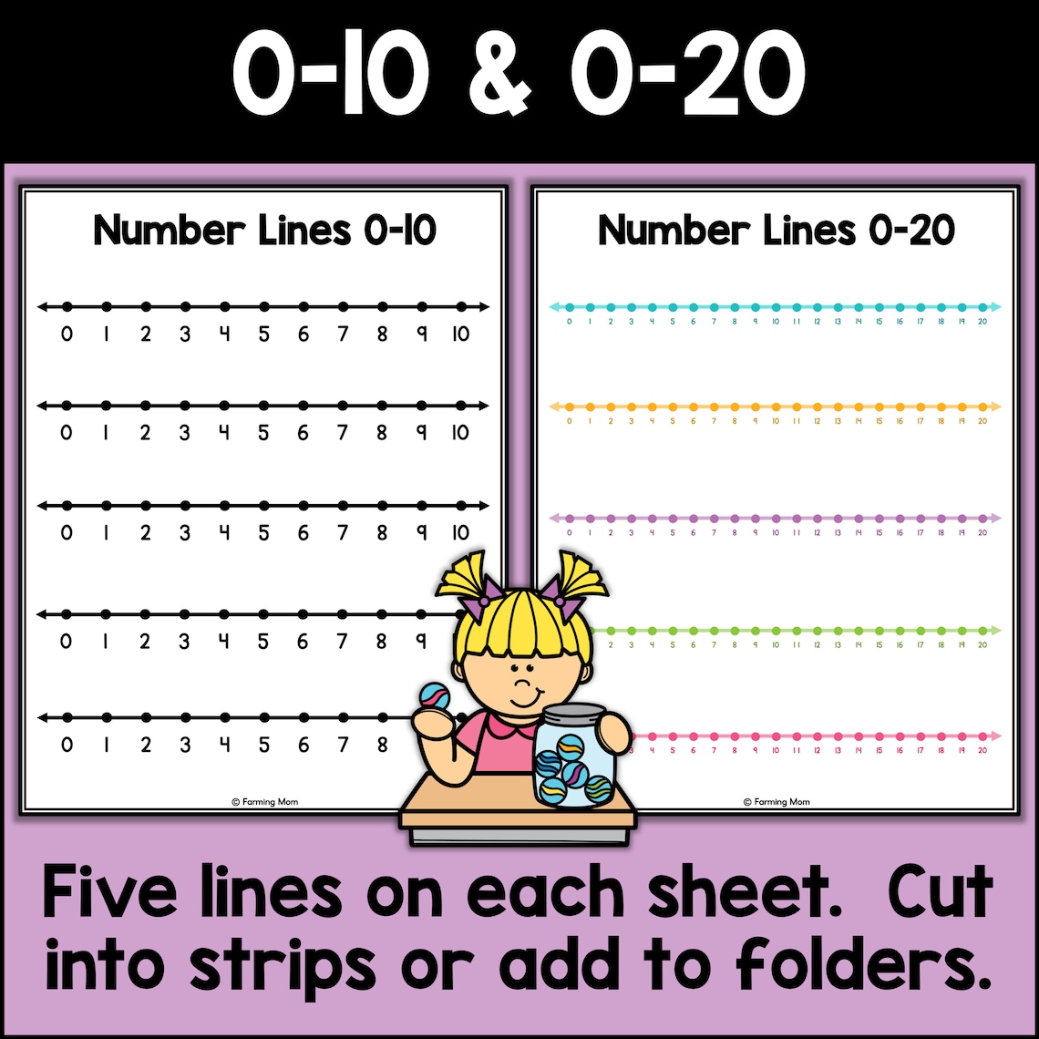 Number Line 1-20 Math Worksheet Printable and Counting to 100 for Kids ...