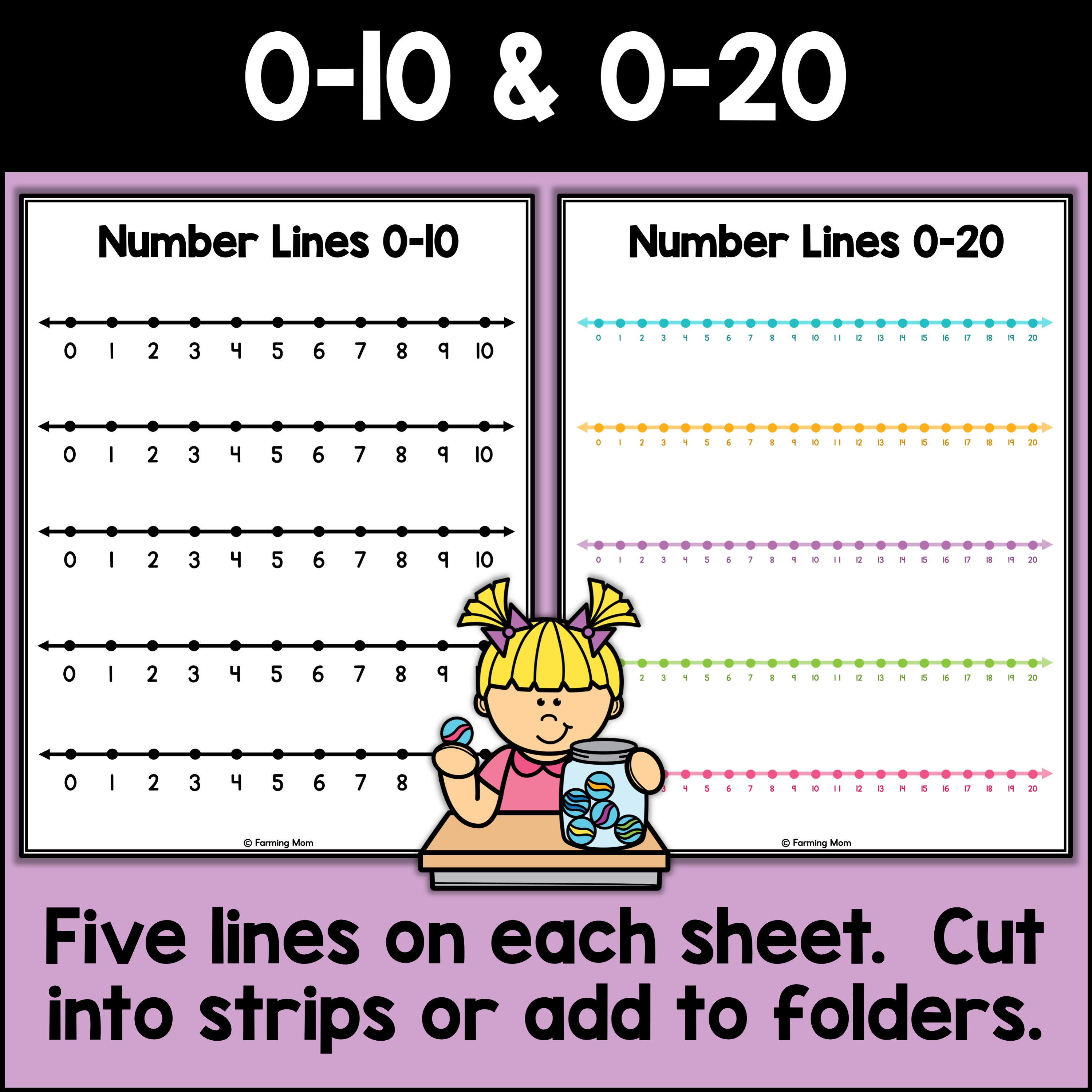 Number Line 1-20 Math Worksheet Printable and Counting to 100 for Kids ...