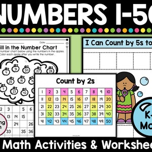 Counting to 50 Kids Worksheets Numbers 1-50 Math Centers - Etsy