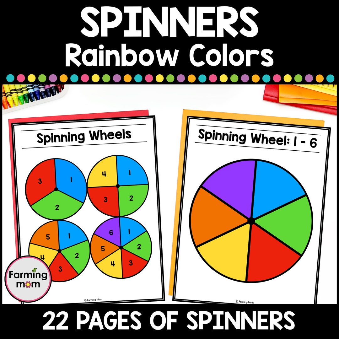 Spinner Template Rainbow Primary Colors for Math and Reading Activities ...