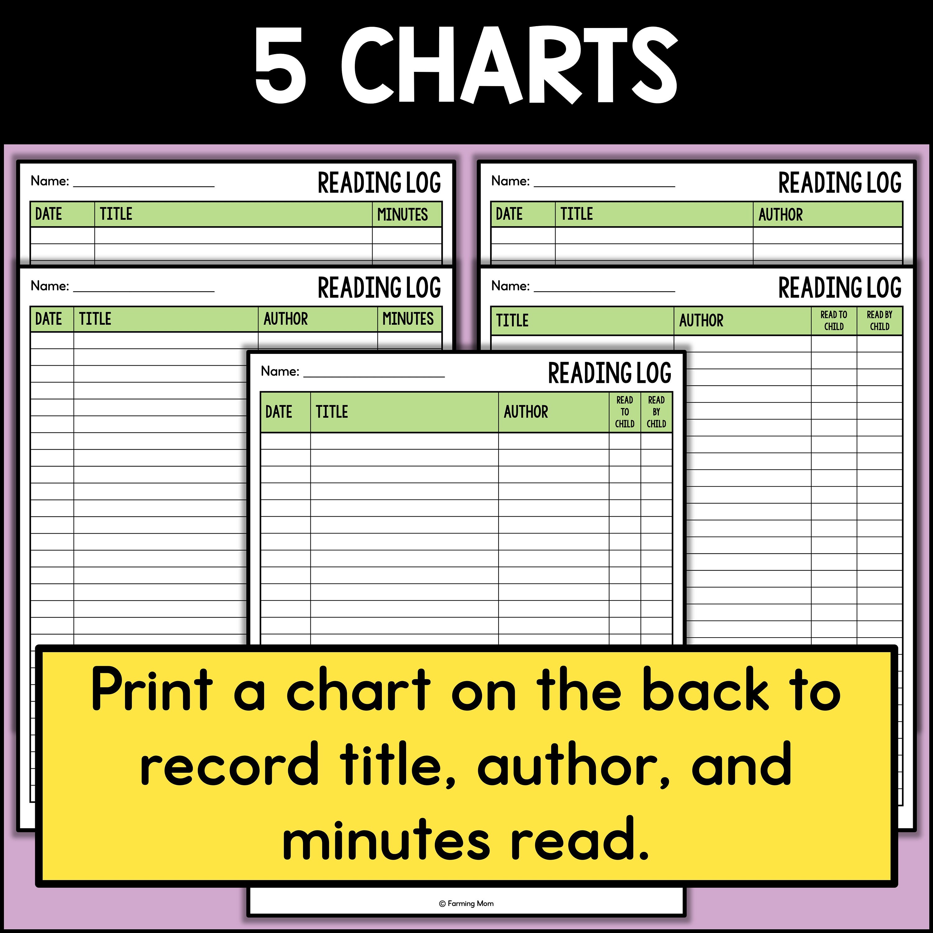 Reading Log for Kids Spring Coloring Pages 2025 Printable Calendar ...