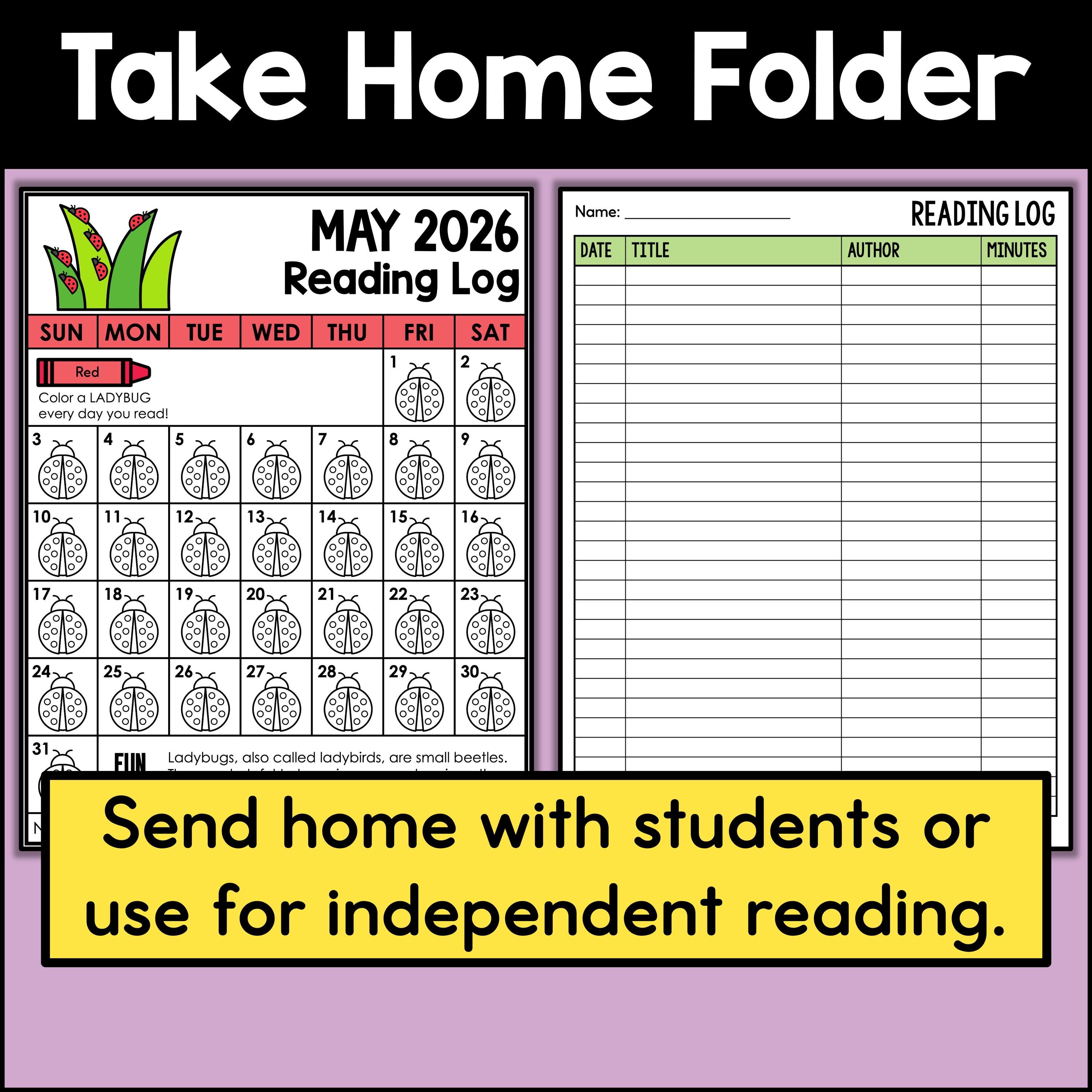 Reading Log for Kids Spring Coloring Pages 2026 Printable Calendar ...