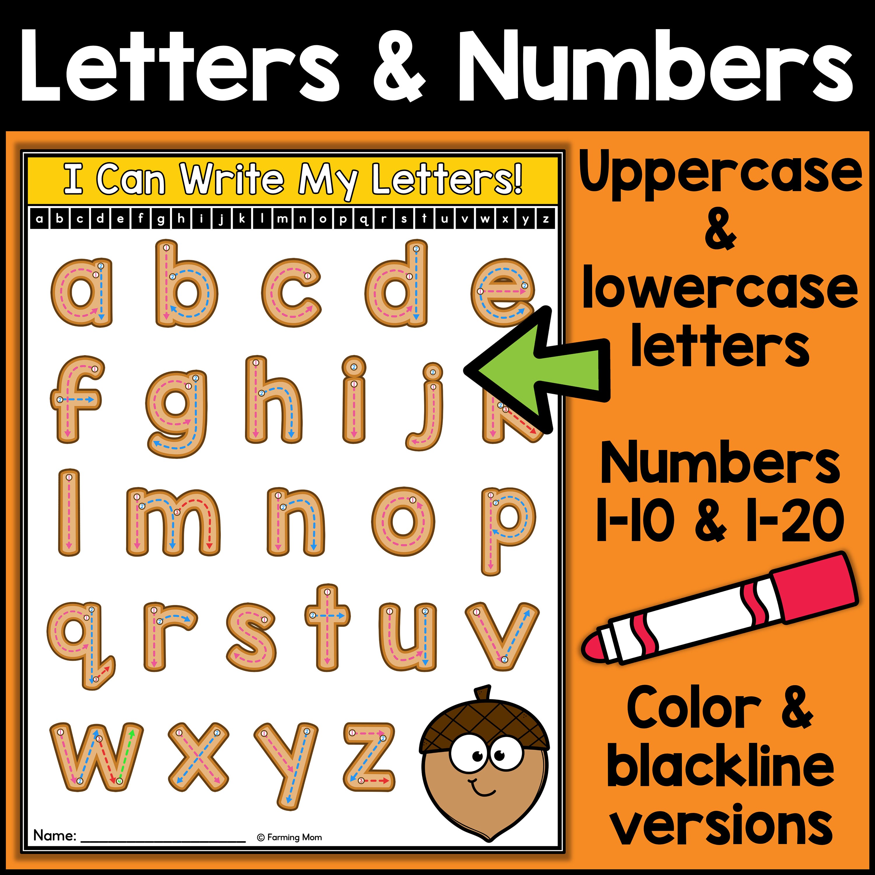 Fall Tracing Numbers Worksheet and Alphabet Coloring Pages for Kids ...