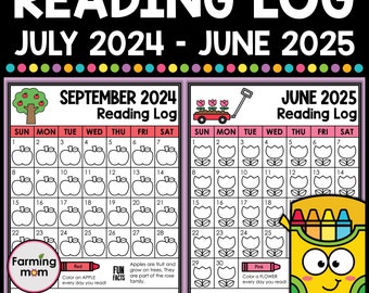 Reading Log for Kids Spring Coloring Pages 2025 Printable Calendar ...