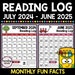 Reading Log for Kids Reading Chart Coloring Pages 2024-2025 Calendar - Etsy