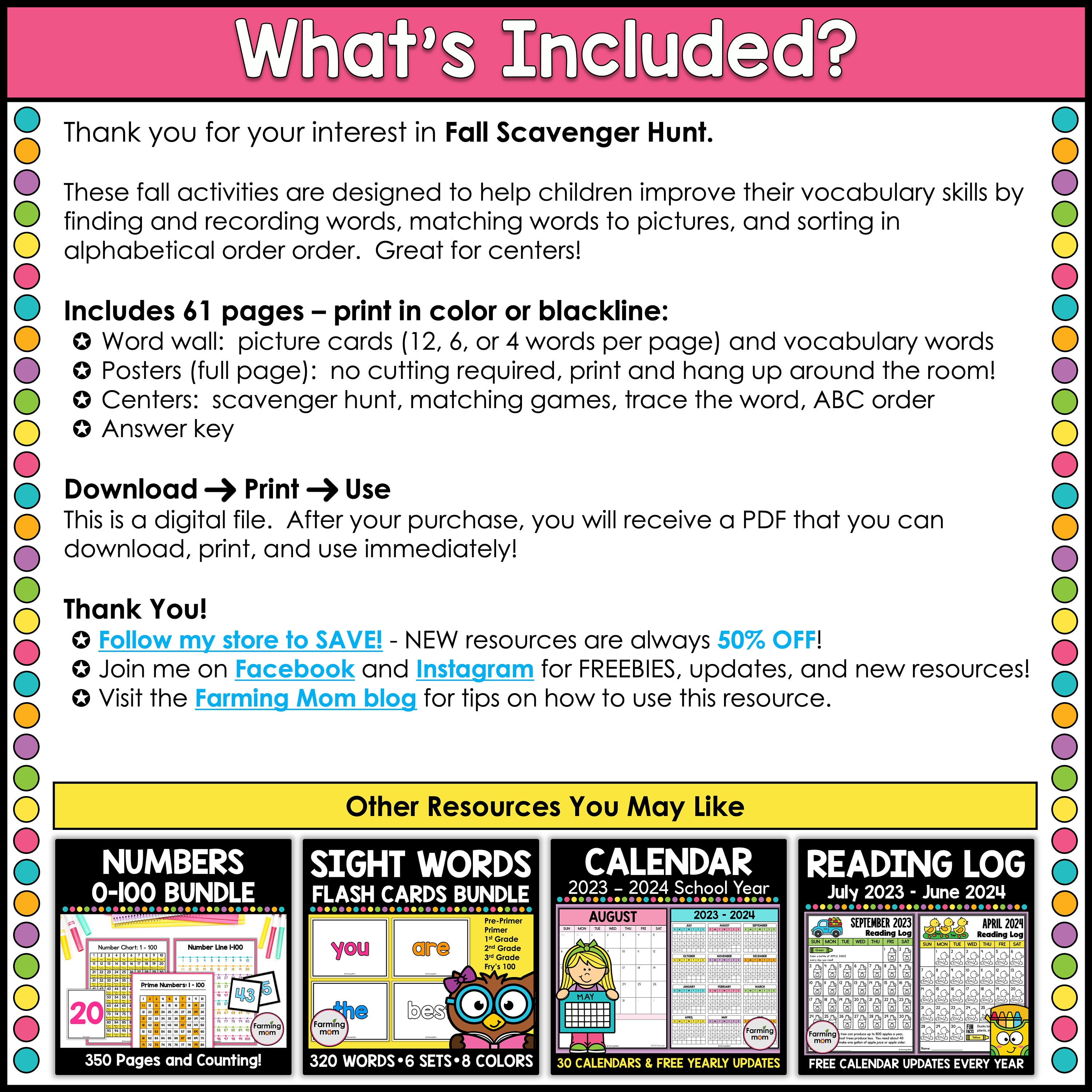 Fall Scavenger Hunt Printable Worksheets for Kids Fall Word Games Kids ...