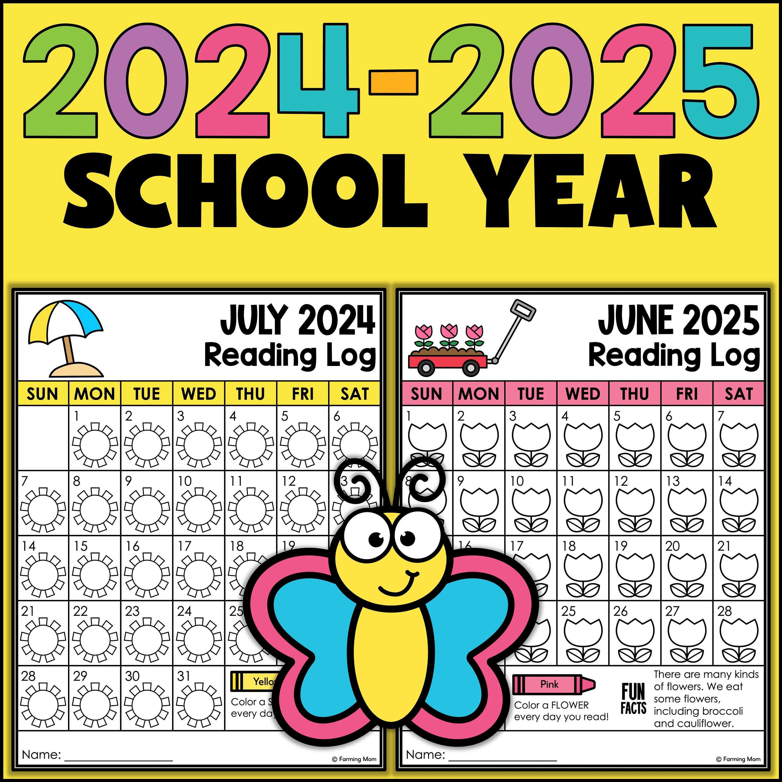 Reading Log for Kids Reading Chart Coloring Pages 2024-2025 Calendar - Etsy