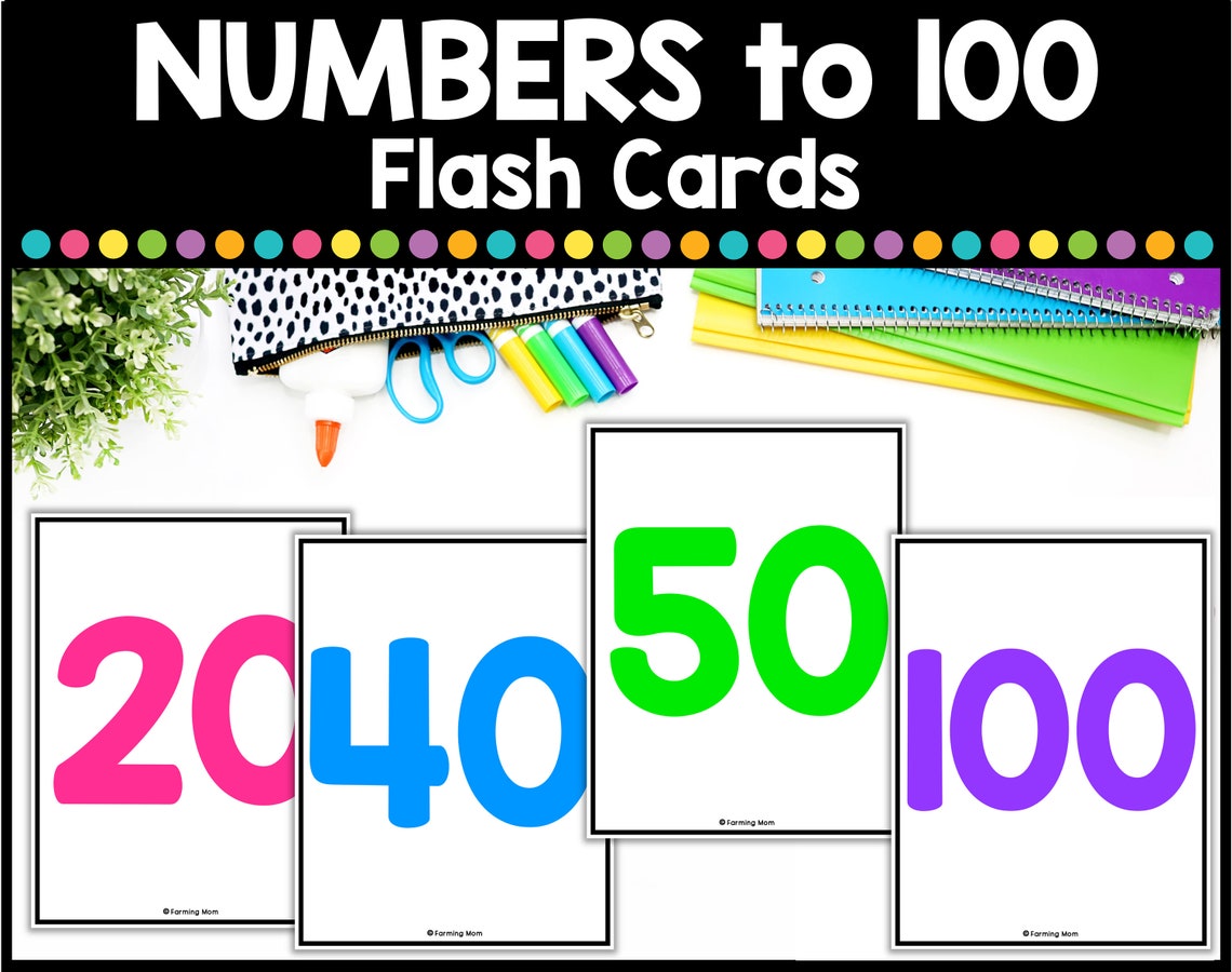 Number Flash Cards Numbers 1-100 Printable Flashcards for Kids - Etsy