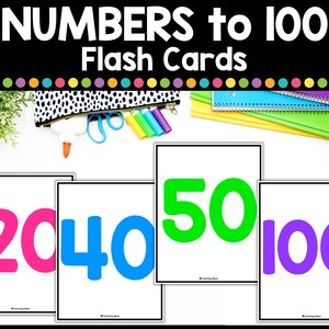 Number Flash Cards Numbers 1-100 Printable Flashcards for Kids - Etsy