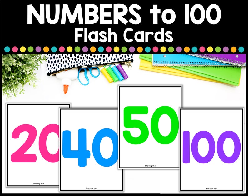 Number Flash Cards Numbers 1-100 Printable Flashcards for Kids - Etsy
