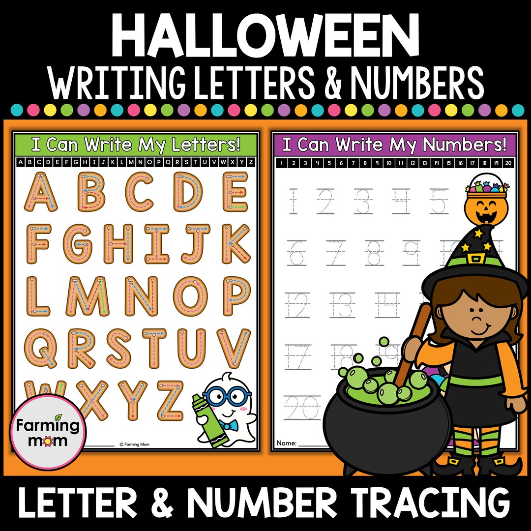 Halloween Tracing Worksheets and Alphabet Coloring Pages for - Etsy