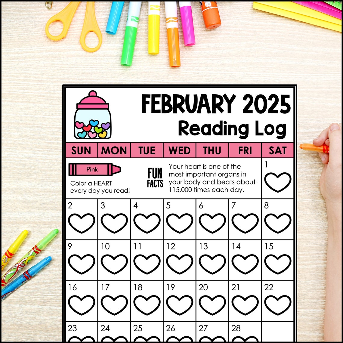 Monthly Reading Log for Kids Winter Coloring Pages 2025 Printable ...