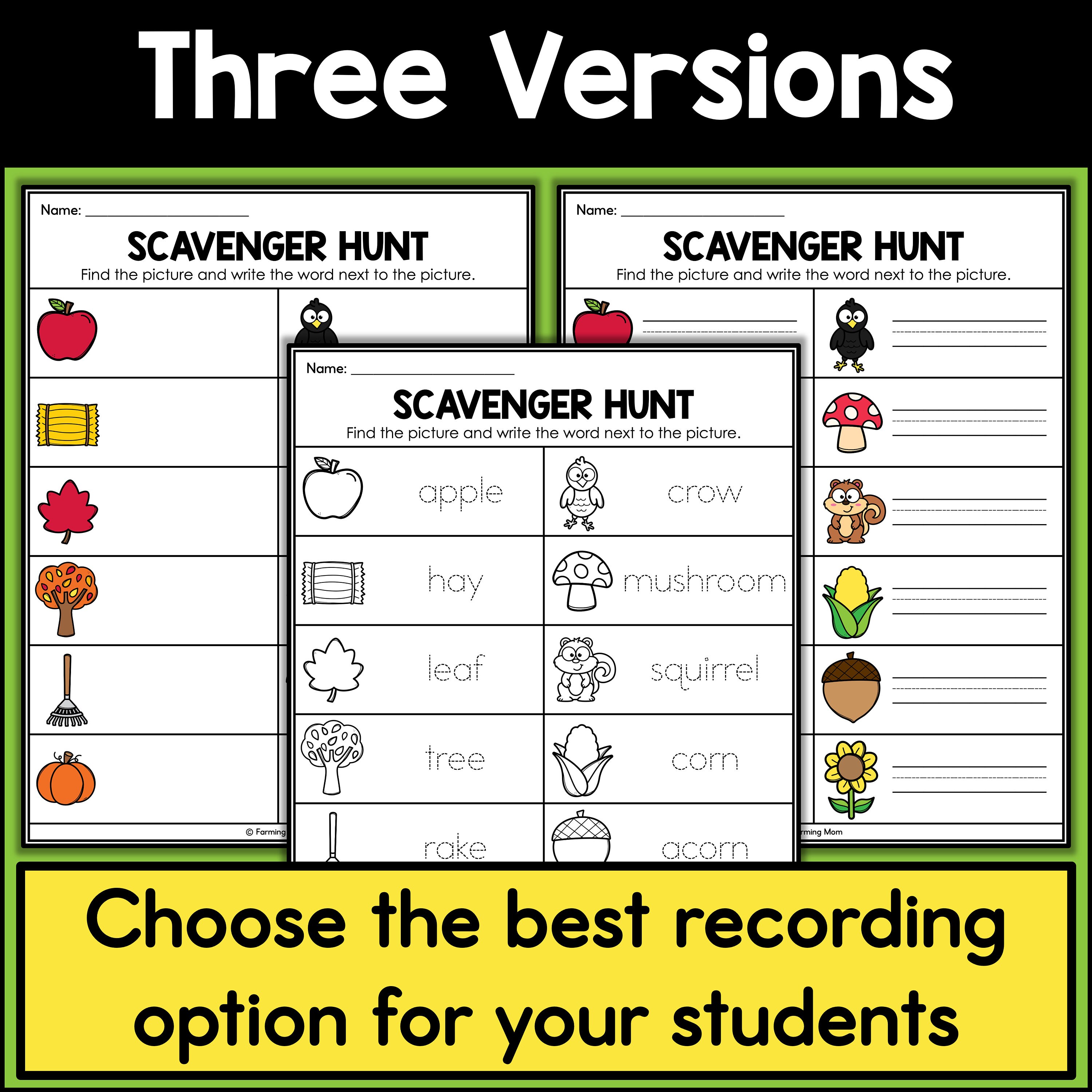 Fall Scavenger Hunt Printable Worksheets for Kids Fall Word Games Kids ...