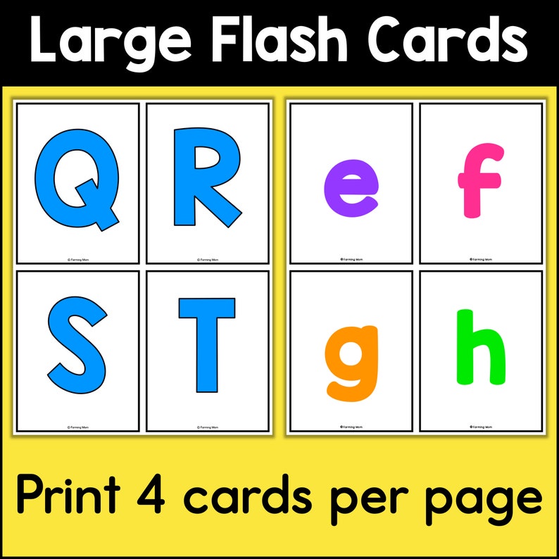 Alphabet Flashcards Printable A to Z Letter Flash Cards for Kids - Etsy