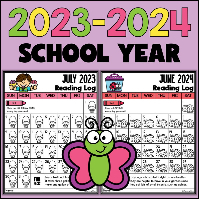 Reading Log for Kids Reading Chart Coloring Pages 2023-2024 - Etsy