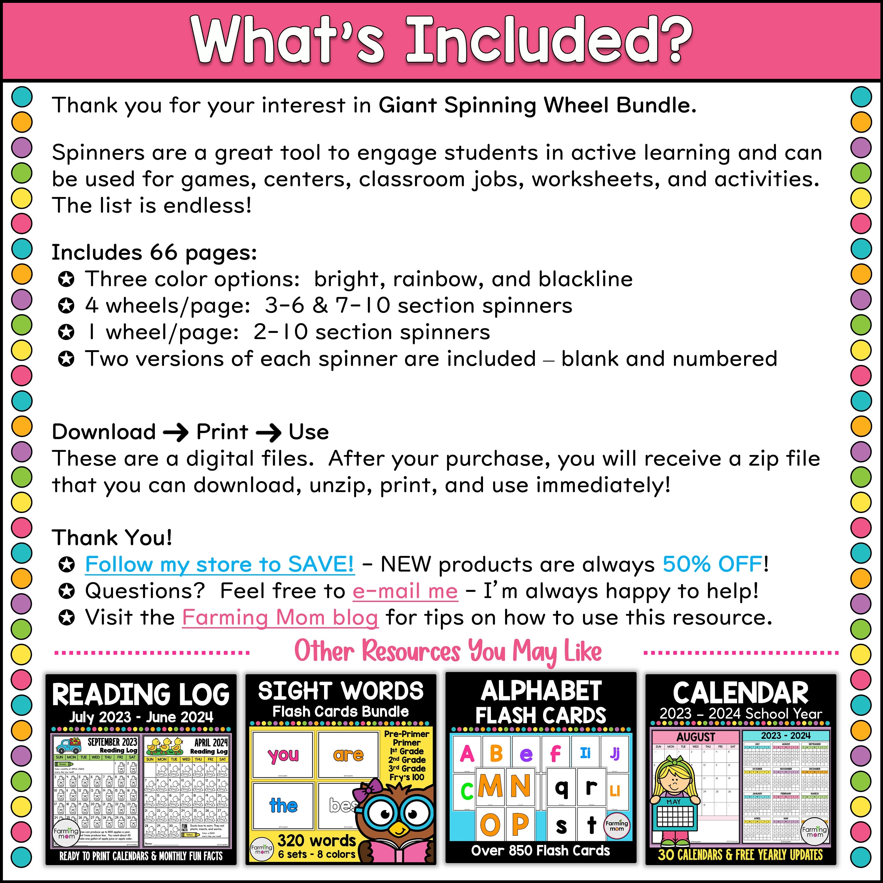 Game Board Spinner Printable Bundle - Etsy
