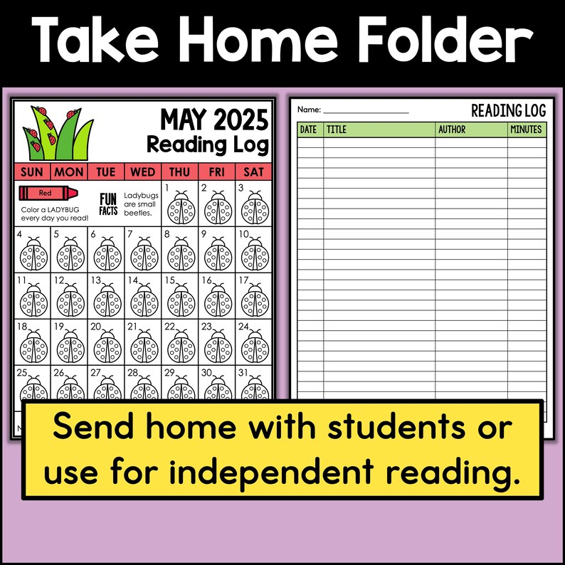 Reading Log for Kids Spring Coloring Pages 2025 Printable Calendar ...