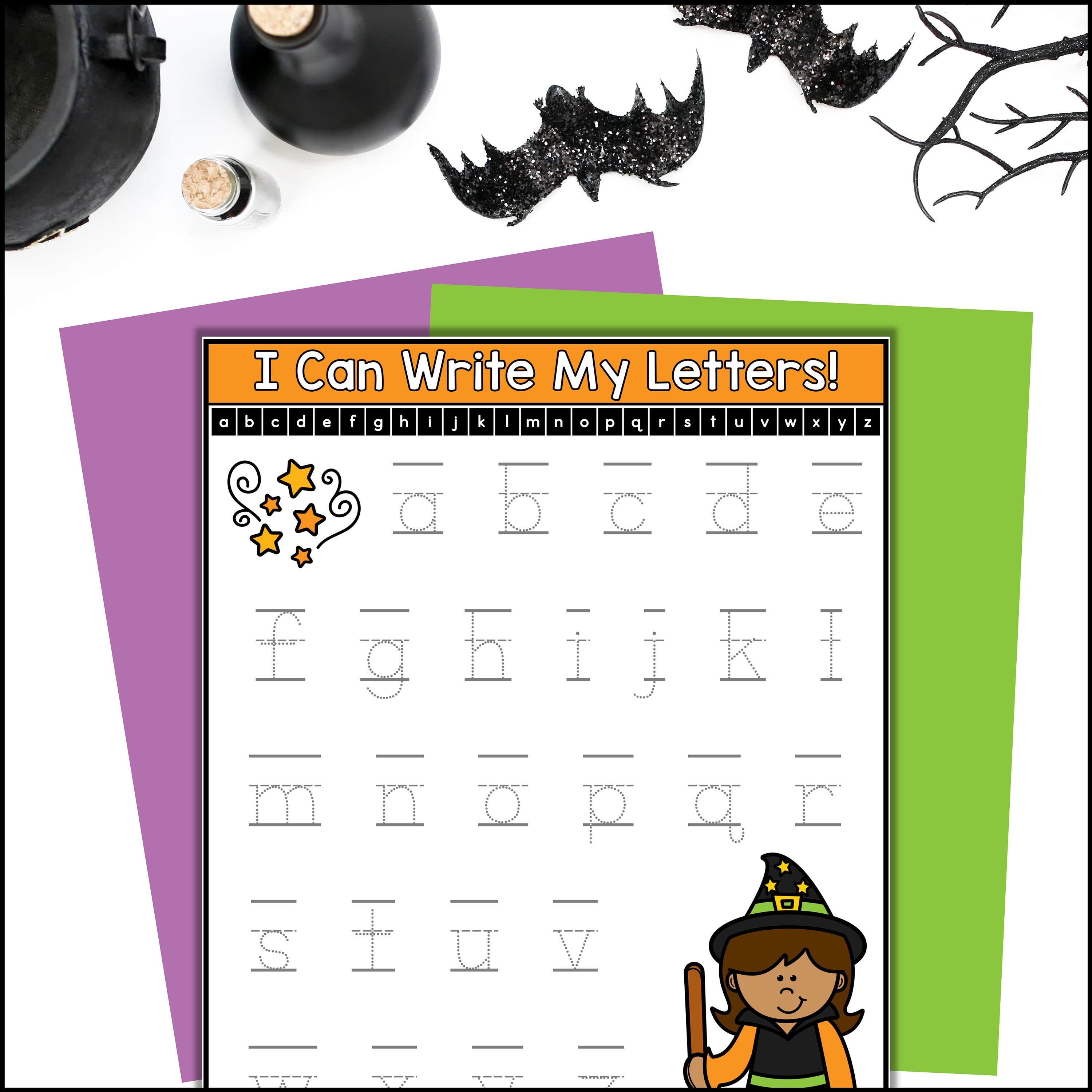 Halloween Tracing Worksheets and Alphabet Coloring Pages for - Etsy