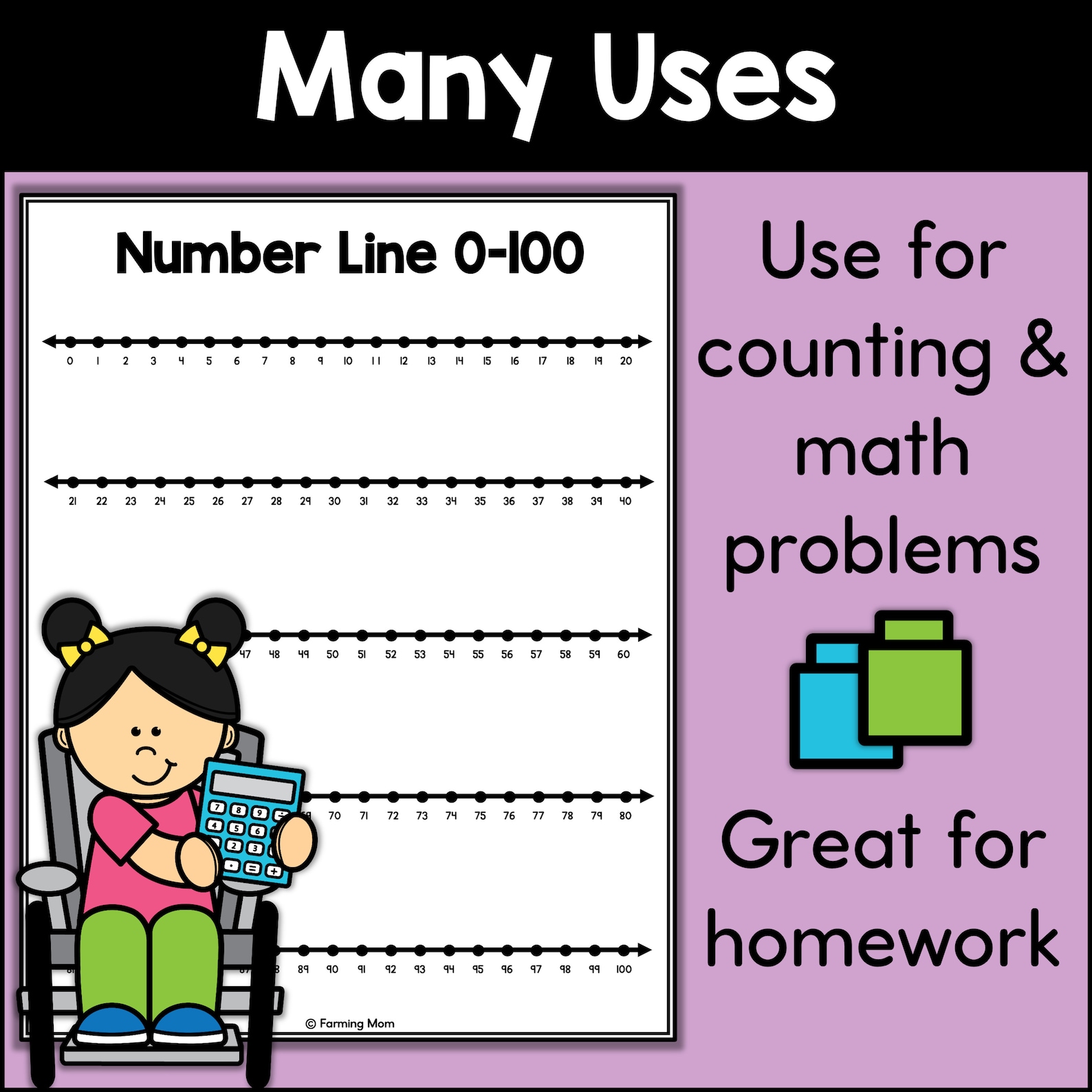 Number Line 1-20 Math Worksheet Printable and Counting to 100 for Kids ...