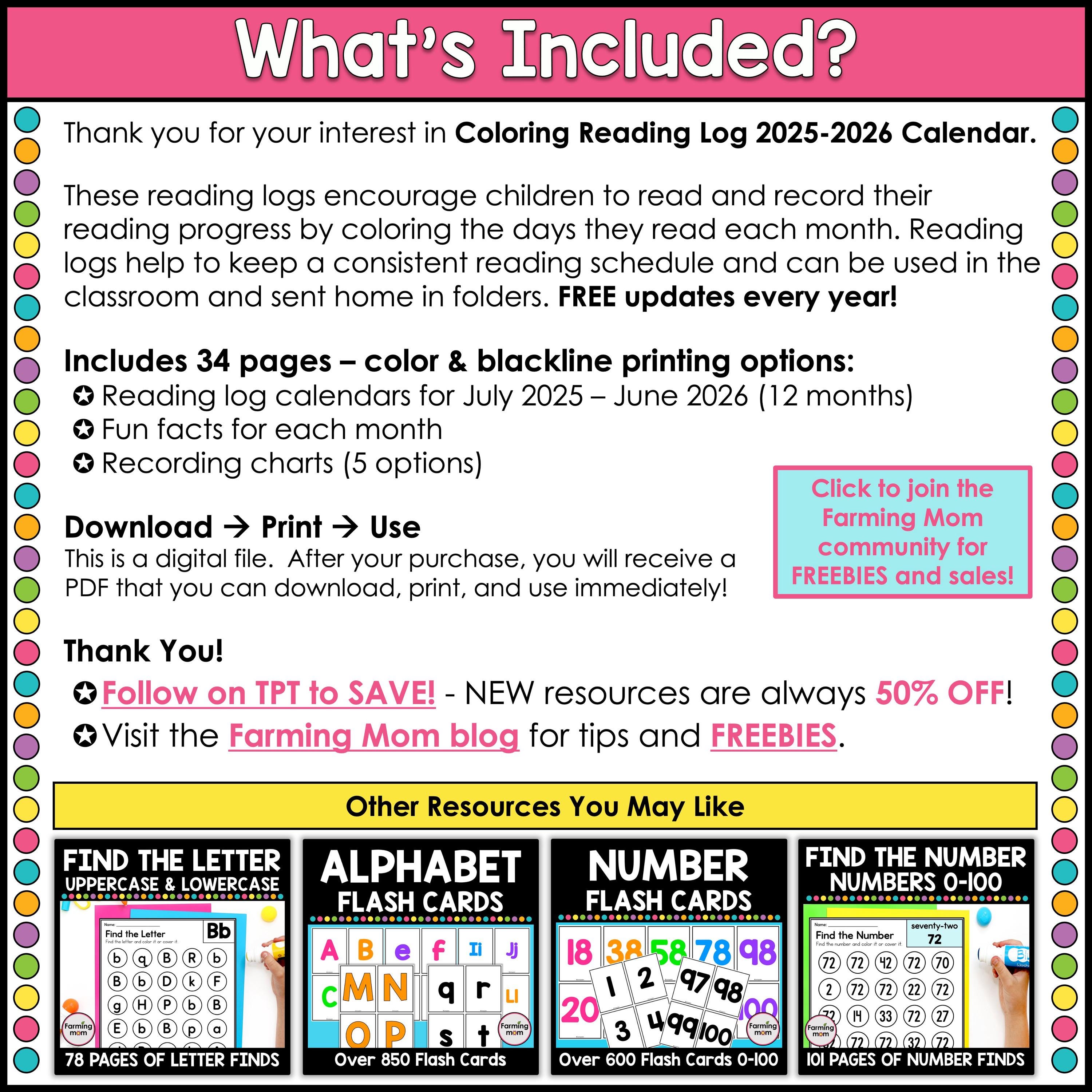Reading Log for Kids Reading Chart Coloring Pages 2025-2026 Calendar - Etsy