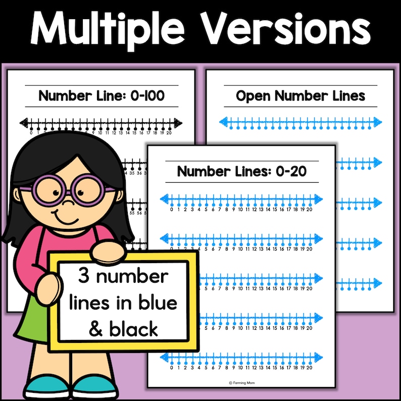 Number Line 1-20 Math Worksheet Printable and Counting to 100 for Kids ...