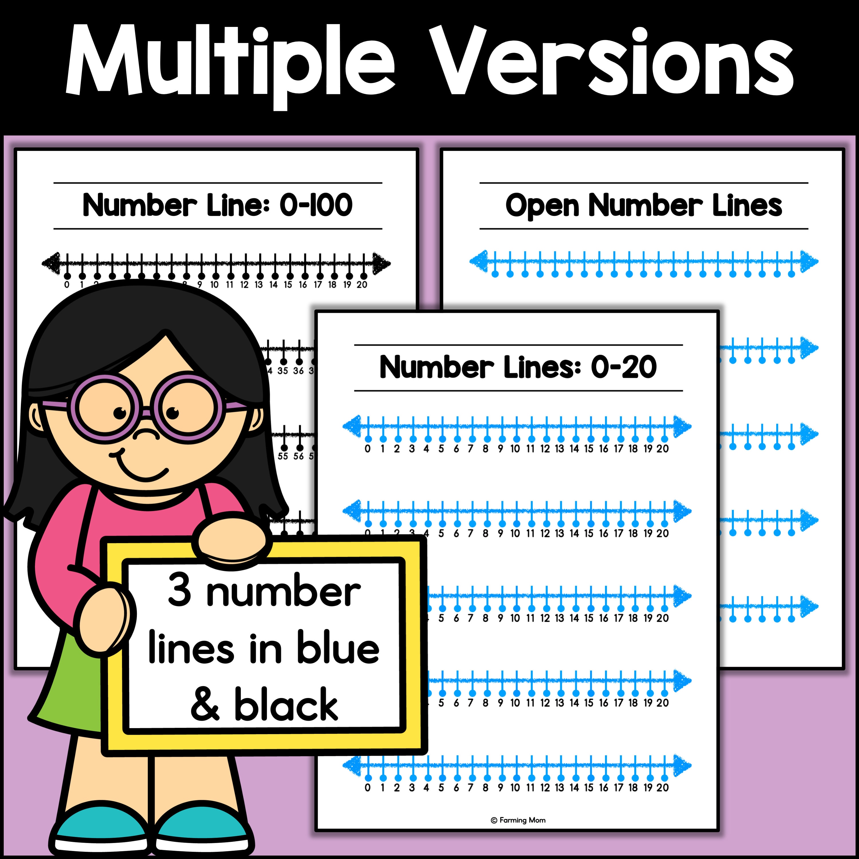Number Line 1-20 Math Worksheet Printable and Counting to 100 for Kids ...
