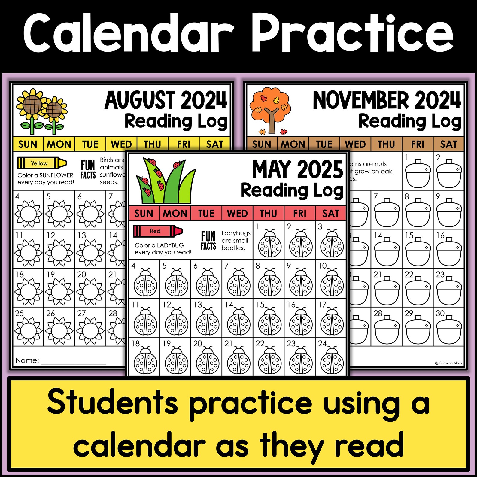 Reading Log for Kids Reading Chart Coloring Pages 2024-2025 Calendar - Etsy