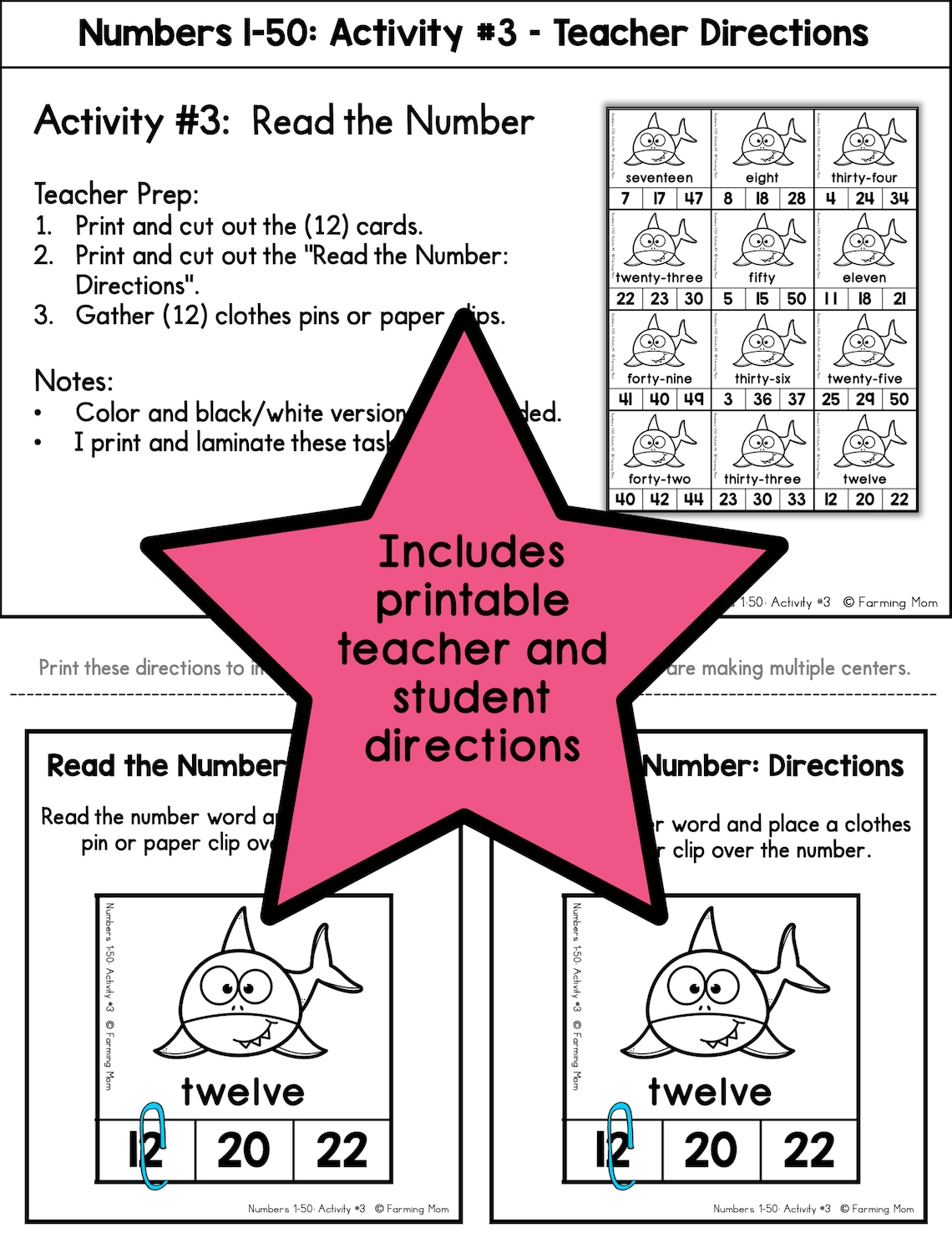 Counting to 50 Kids Worksheets Numbers 1-50 Math Centers Printable ...