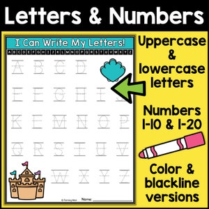 Summer Writing Alphabet Letters and Numbers Tracing Pages Handwriting ...