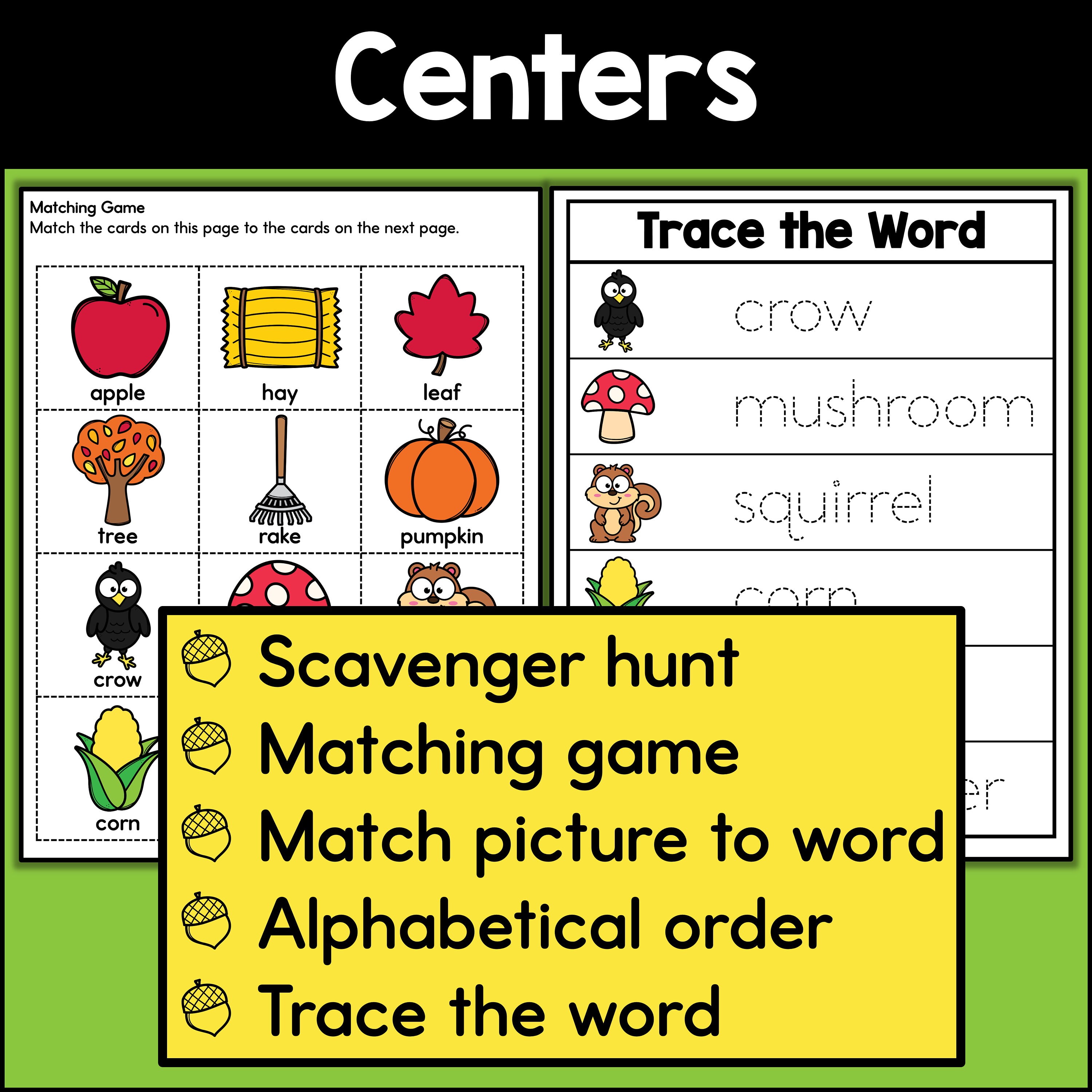 Fall Scavenger Hunt Printable Worksheets for Kids Fall Word Games Kids ...