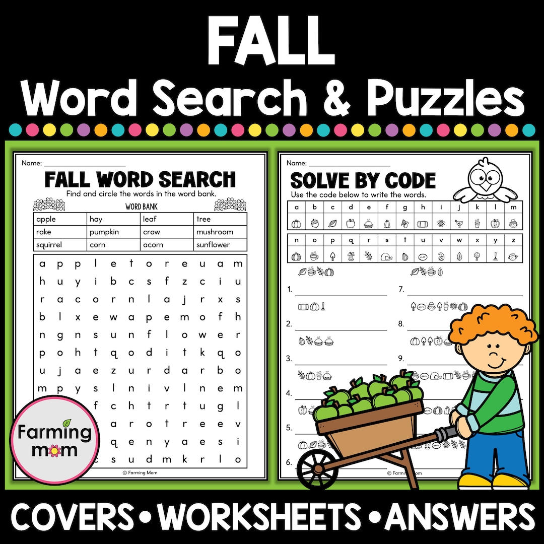 Fall Word Search Puzzles Printable Worksheets for Kids Fall Words ...