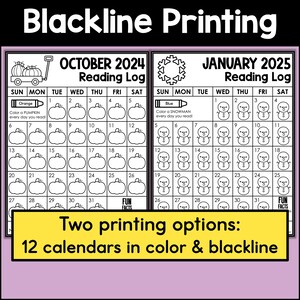 Reading Log for Kids Reading Chart Coloring Pages 2024-2025 Calendar - Etsy