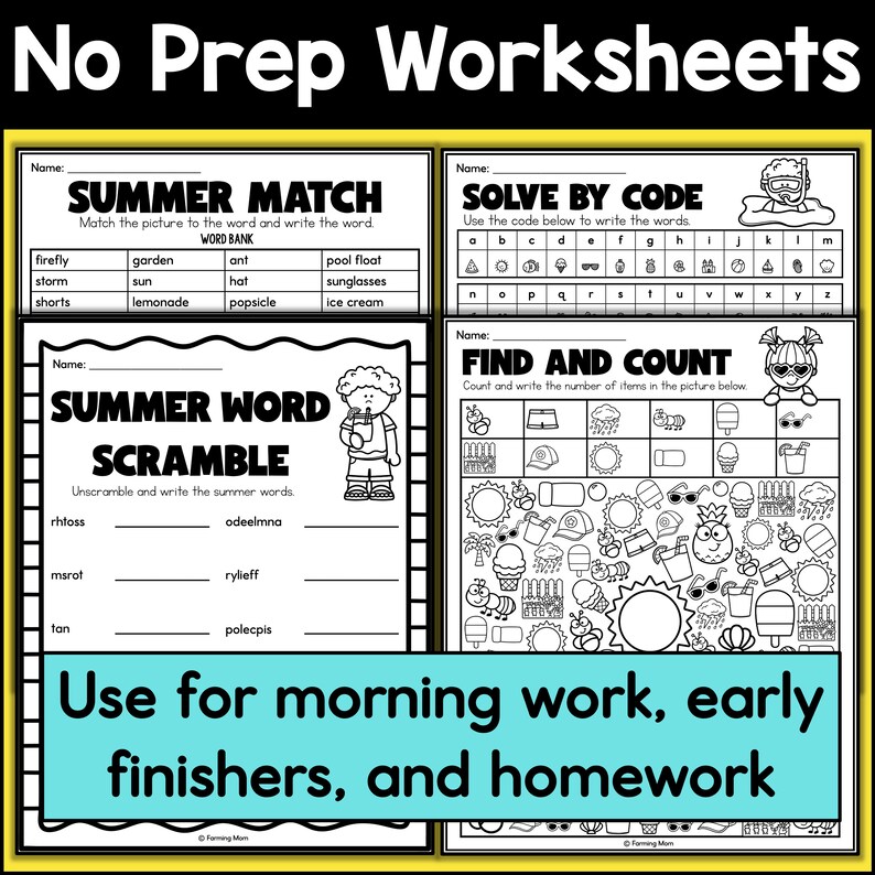 Summer Word Search Printable Puzzle for Kids Worksheets - Etsy