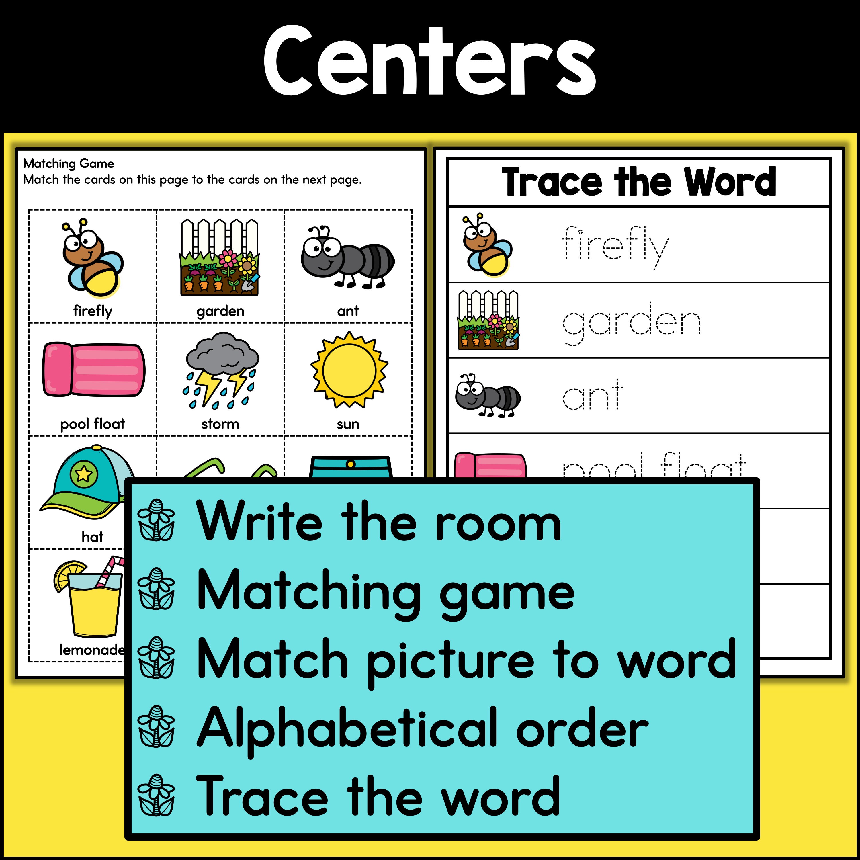 Summer Words Scavenger Hunt for Kids Vocabulary Flash Cards and ...