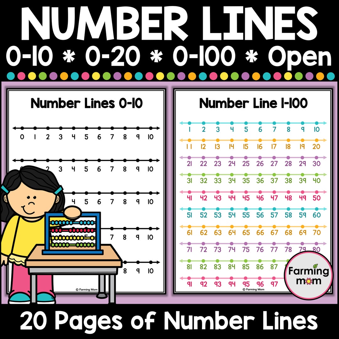 Number Line 1-20 Math Worksheet Printable and Counting to 100 for Kids ...