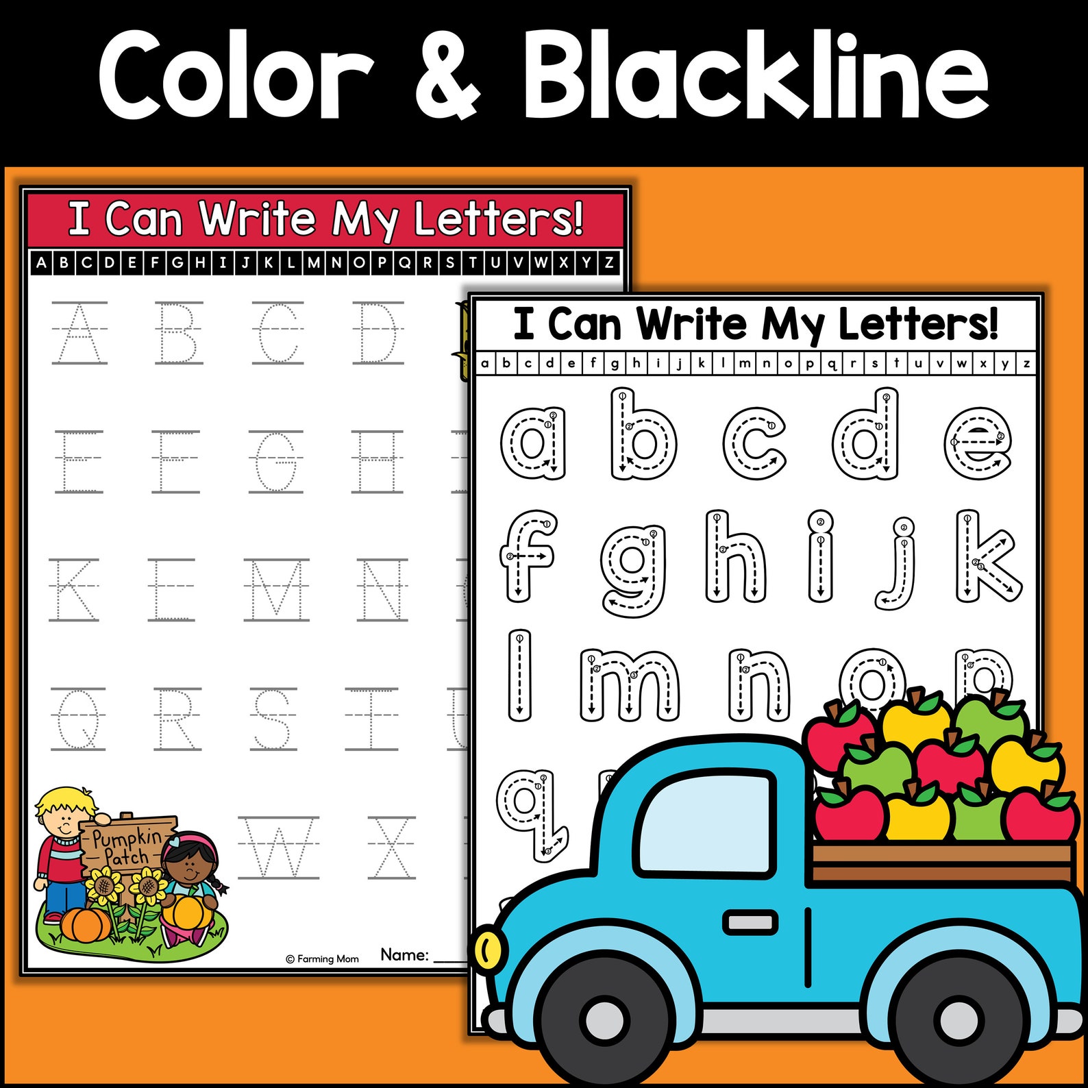 Fall Tracing Numbers Worksheet and Alphabet Coloring Pages for Kids ...