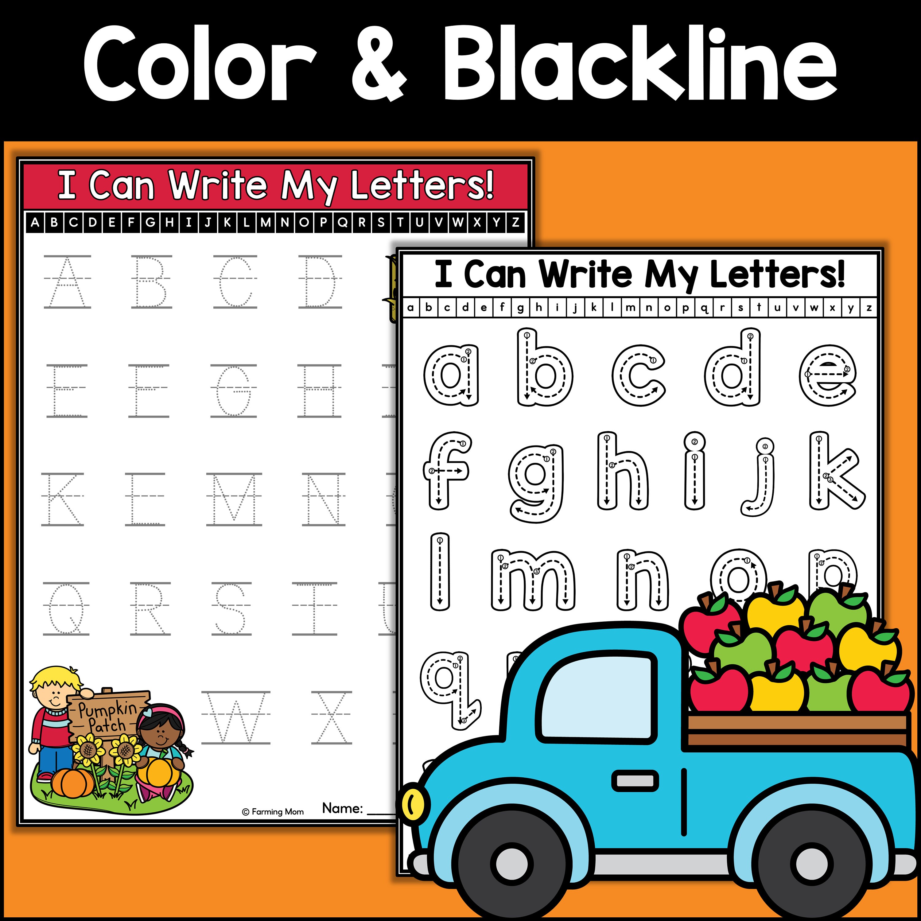 Fall Tracing Numbers Worksheet and Alphabet Coloring Pages for Kids ...