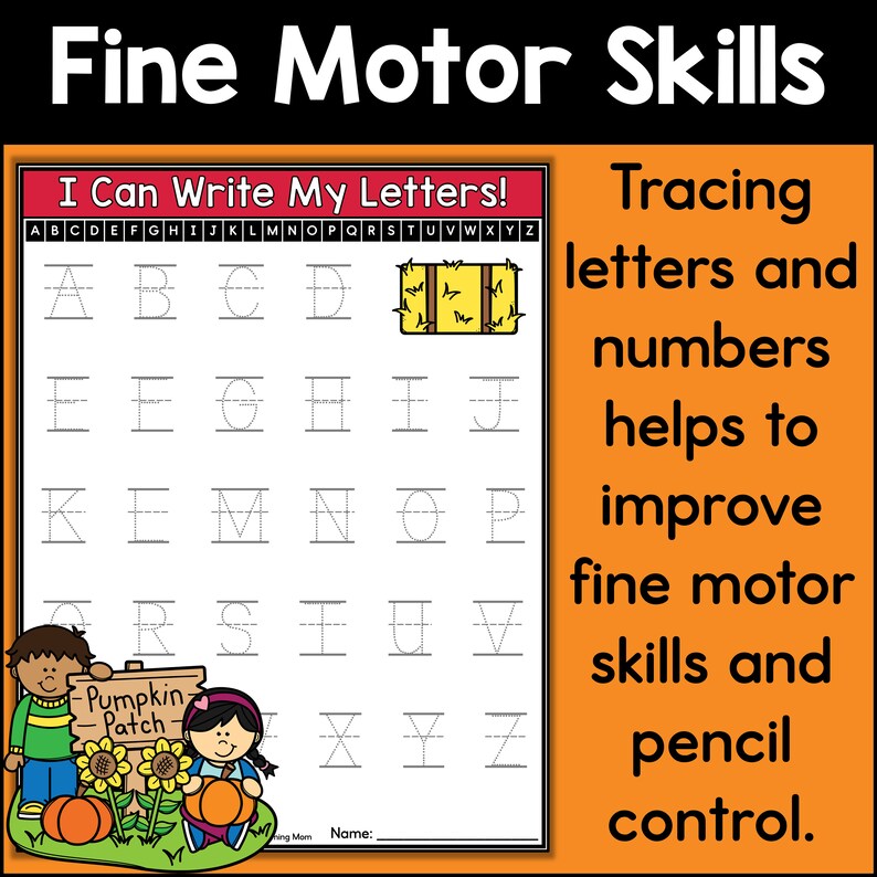 Fall Tracing Numbers Worksheet and Alphabet Coloring Pages for Kids ...