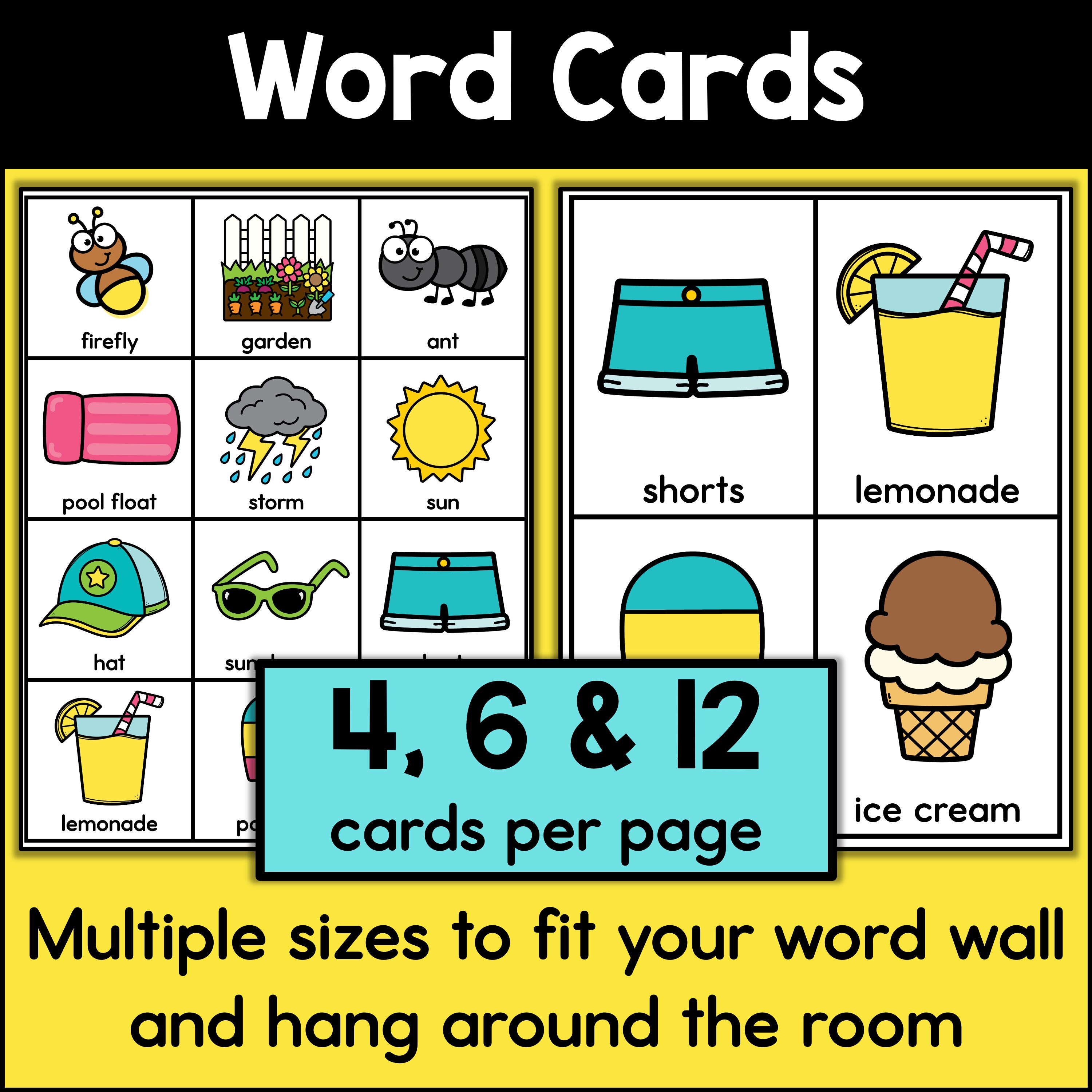 Summer Words Scavenger Hunt for Kids Vocabulary Flash Cards and ...