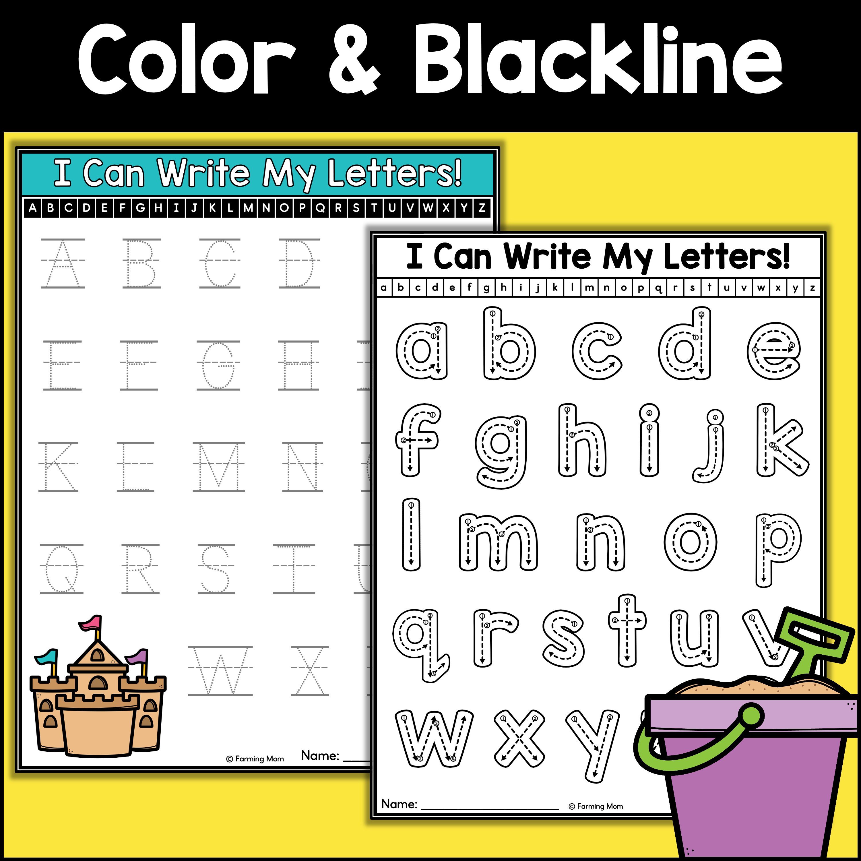 Summer Writing Alphabet Letters and Numbers Tracing Pages Handwriting ...